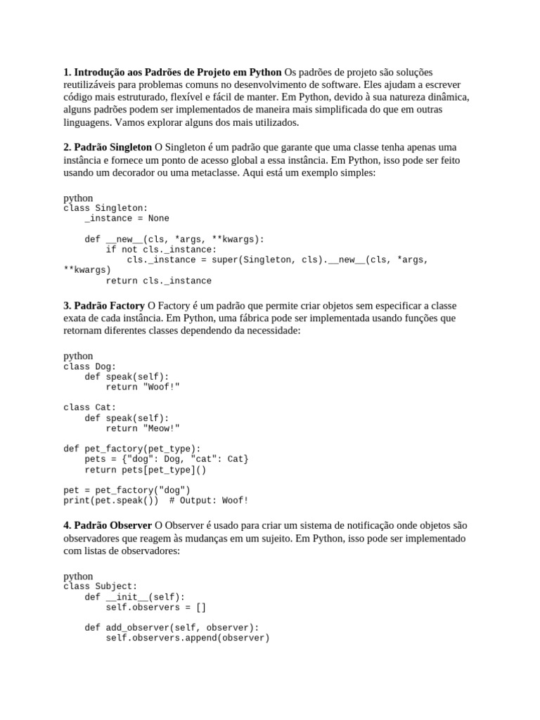 Padrões de Projeto em Python | PDF
