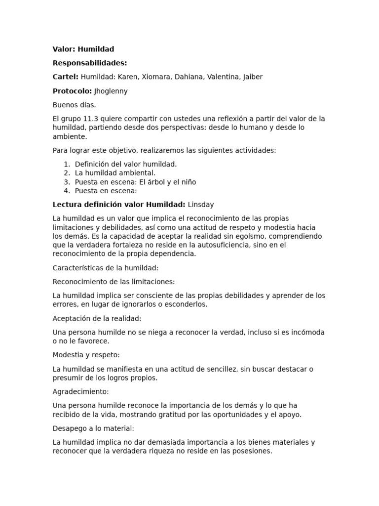 Valor Humildad 11.3 2025 | PDF | Entorno natural | Sustentabilidad