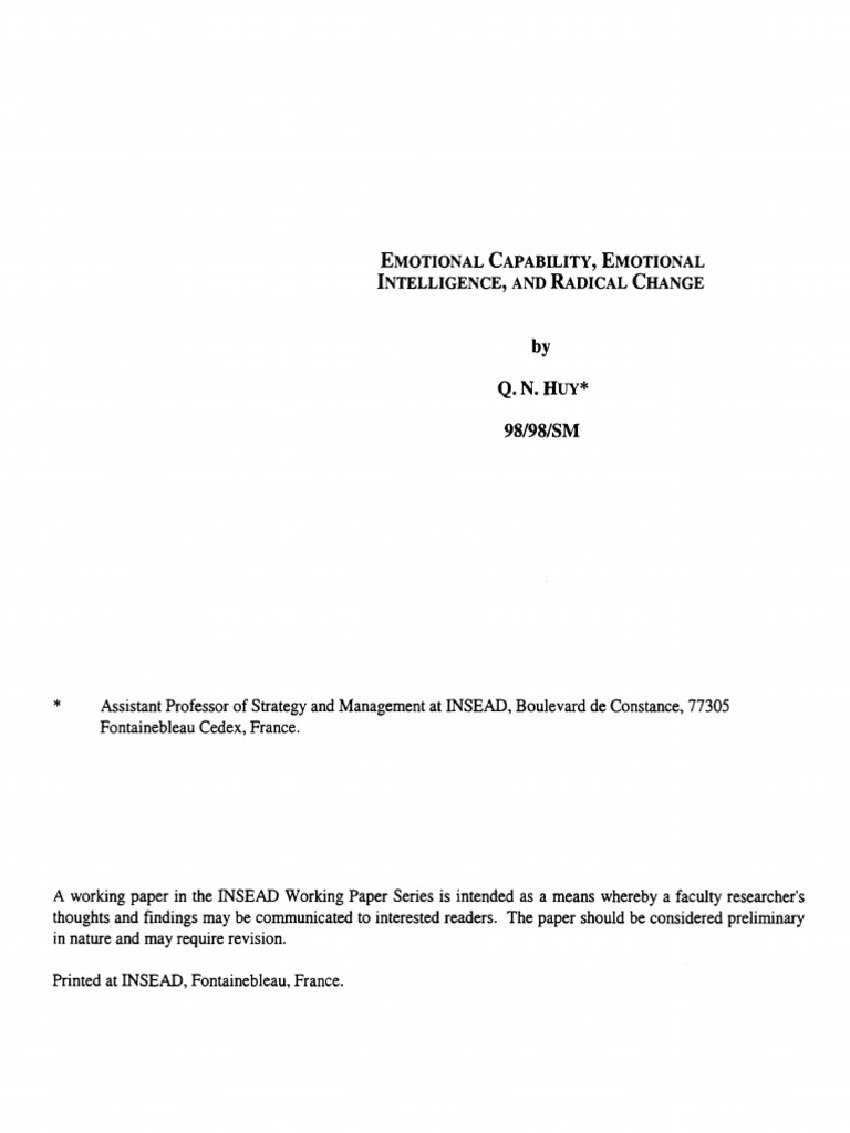 Huy 1999 Emotional Capability | PDF | Emotions | Empathy