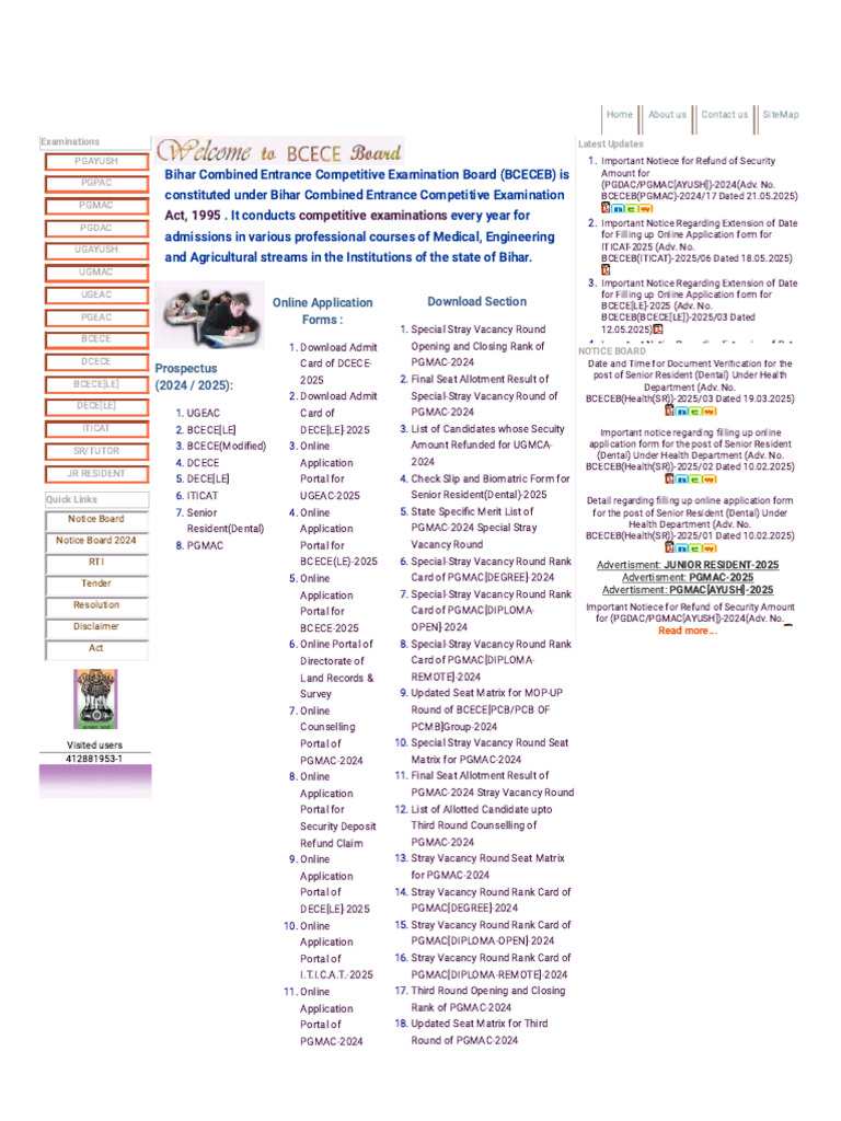 Bihar Combined Entrance Competitive Examination Board (BCECEB) . | PDF ...