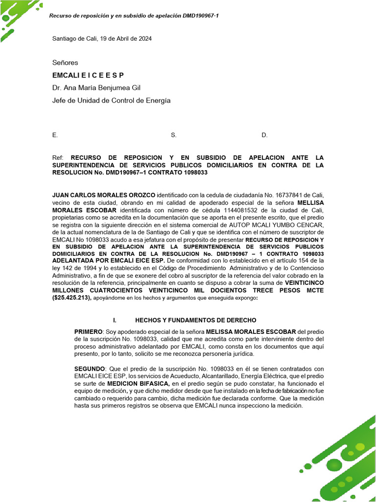 Recurso Reposicion y Apelacion Juan Carlos | PDF | Debido al proceso ...