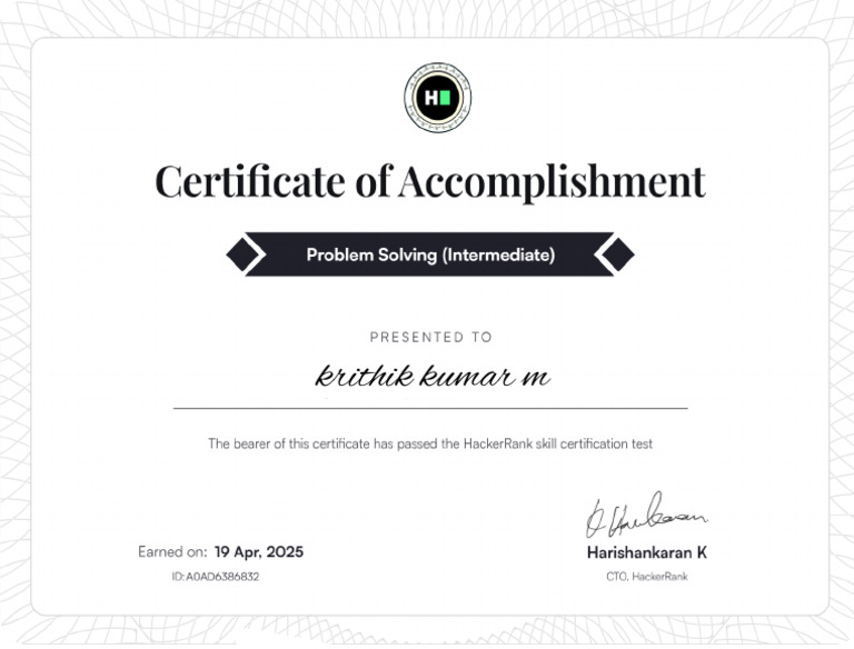 HackerRank Certificate .PDF - 20250419 - 165311 - 0000 | PDF