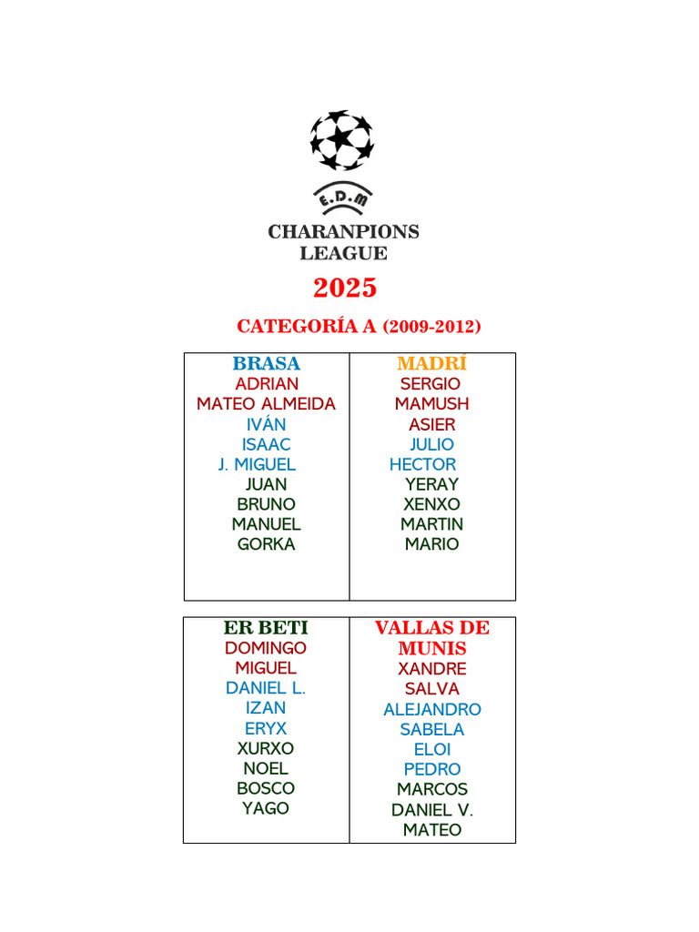 Calendario e Grupos 2025 Inf Cad | PDF
