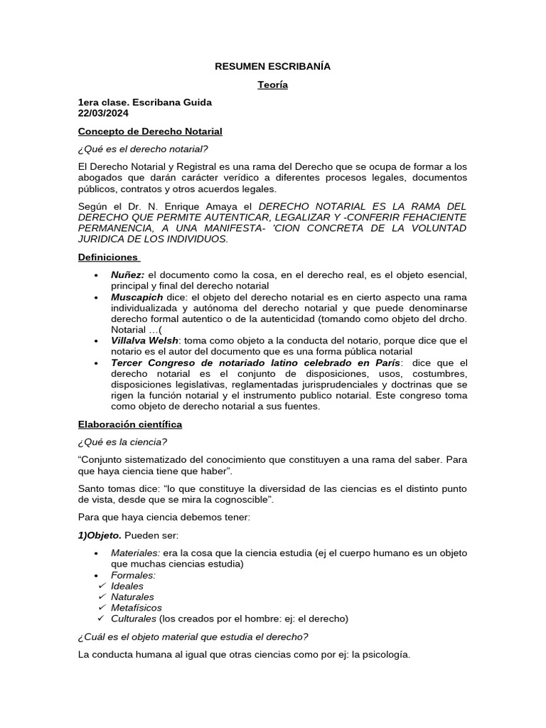 RESUMEN ESCRIBANIA TEORIA | PDF