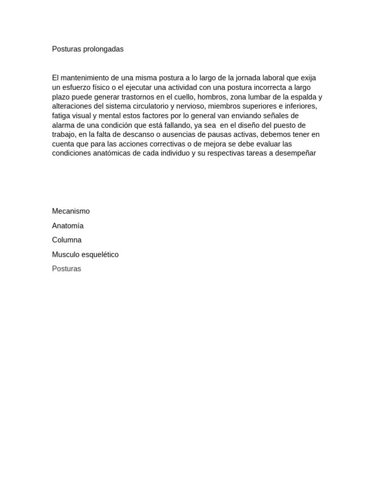 Posturas Prolongadas | PDF