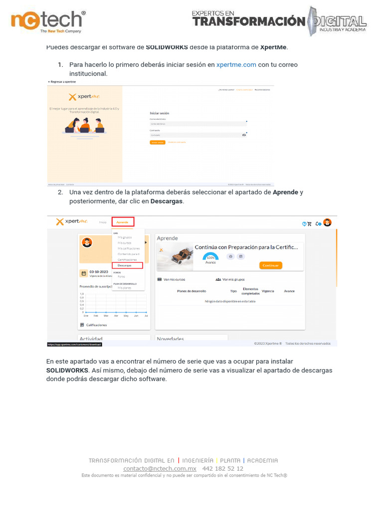 Descarga Software en Plataforma Xpertme | PDF