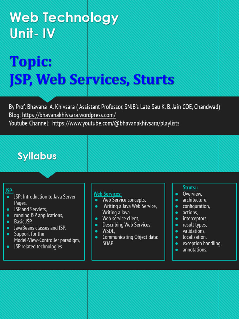 Unit IV - JSP, Web Services, Sturts - PPTX 1 | PDF | Web Service | Soap