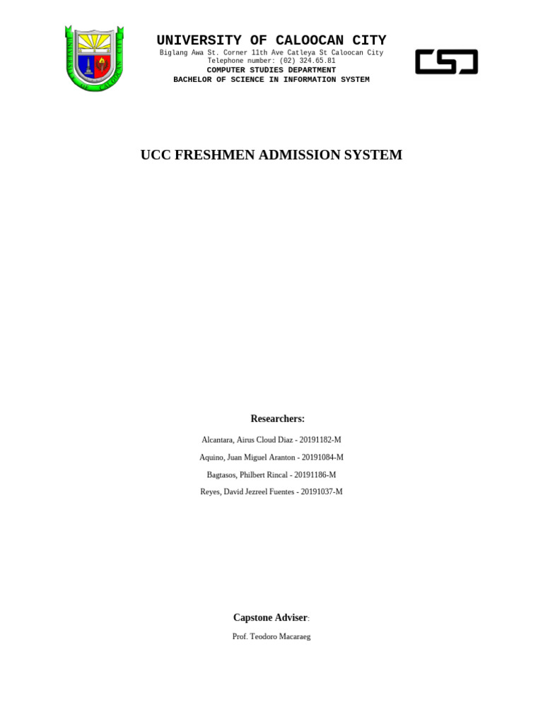 UCC Online Freshmen Admission System | PDF | Computer Security | Security