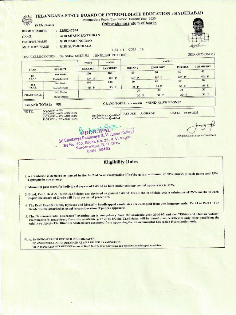 Marks Memo | PDF