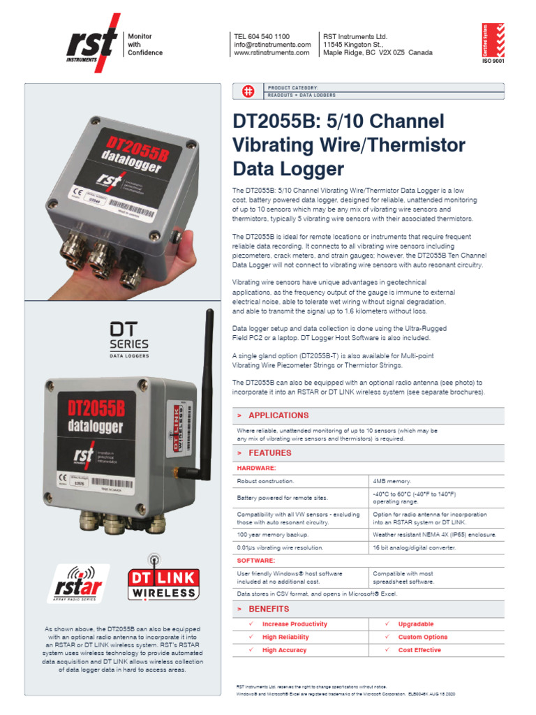 ELB0046K DT2055B 5 10 Channel Vibrating Wire Thermistor Data Logger Brochure | PDF | Microsoft ...
