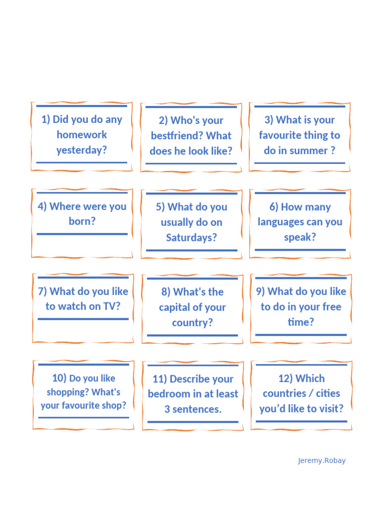 Speaking Cards For Beginners Flashcards Games Icebreakers Worksheet ...