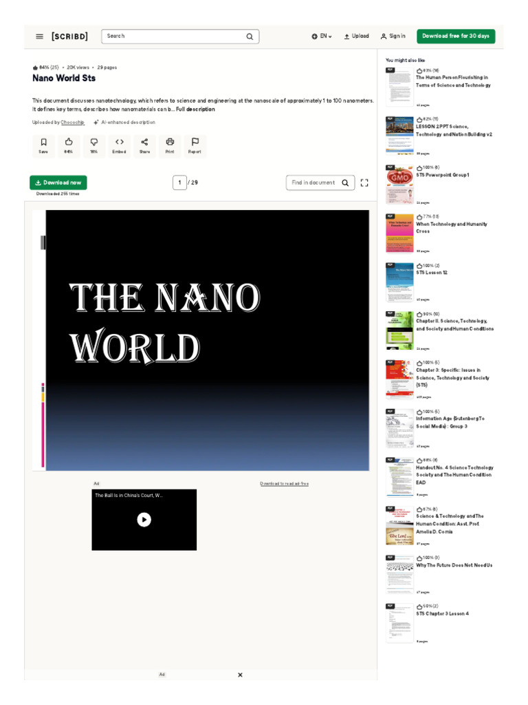WWW Scribd Com Presentation 406208600 Nano World Sts | PDF | Electron Microscope | Microscope