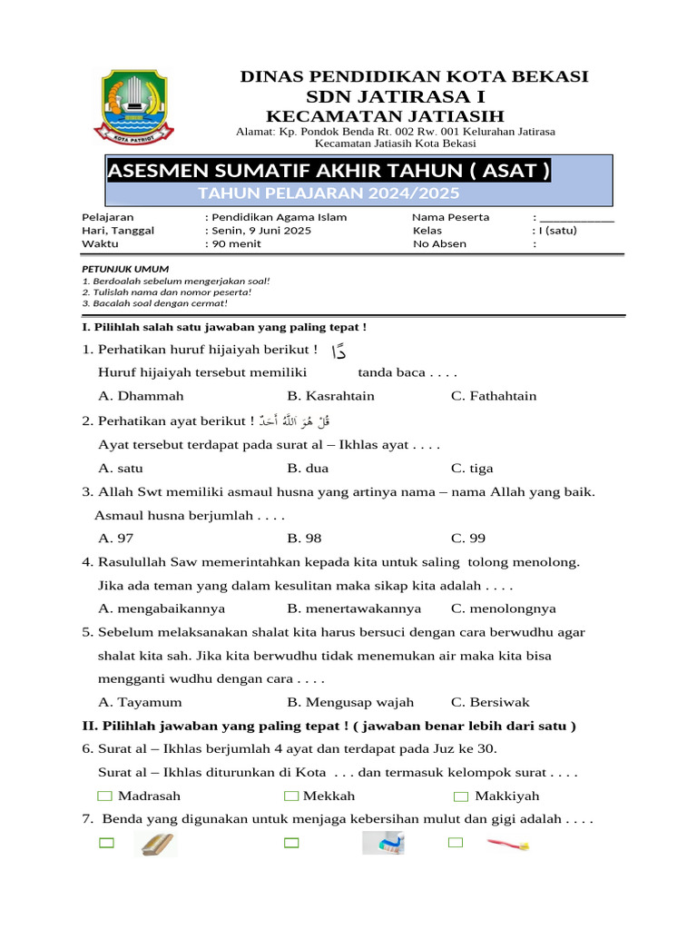 SOAL ASAT PAI 2025 | PDF