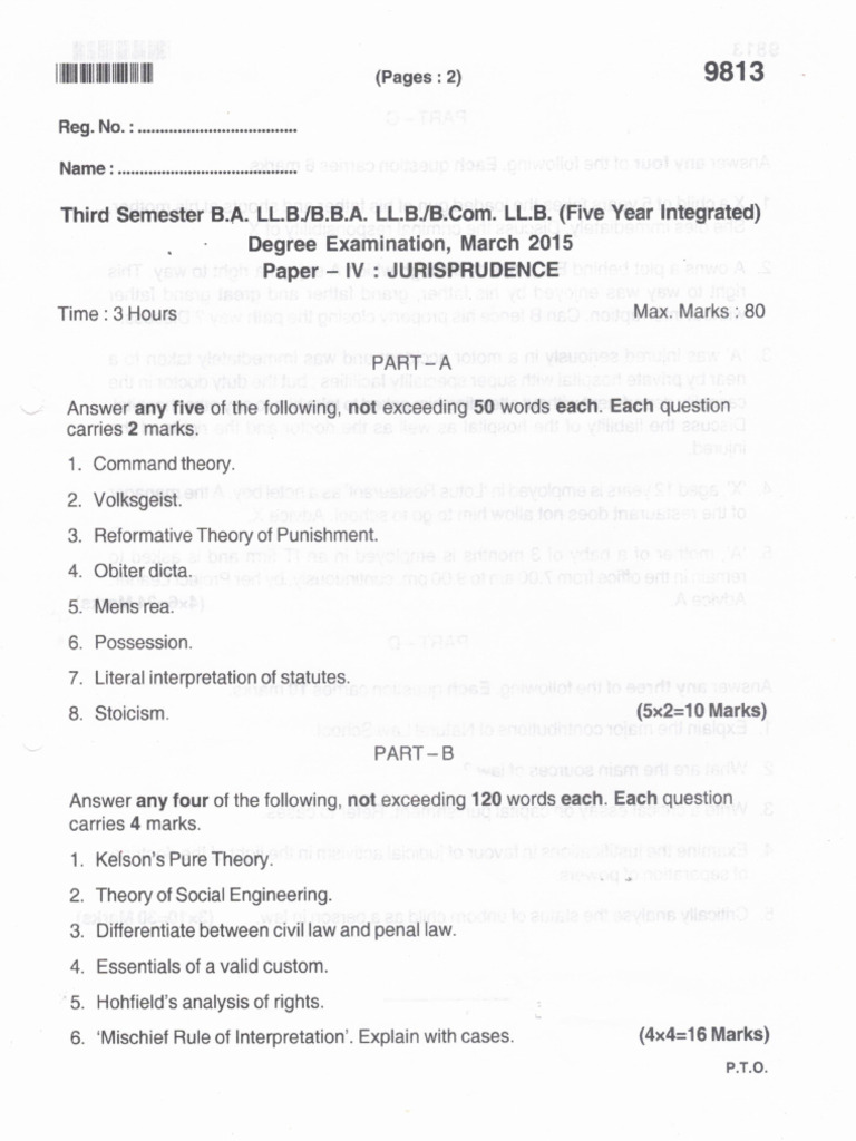 Juris BA BBA BCom Mar 2015 III Sem2 | PDF