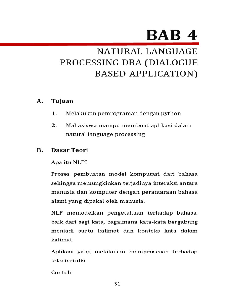 MODUL 4 - 5 AIML NLP - Belajar Membuat Artificial Intelligence | PDF