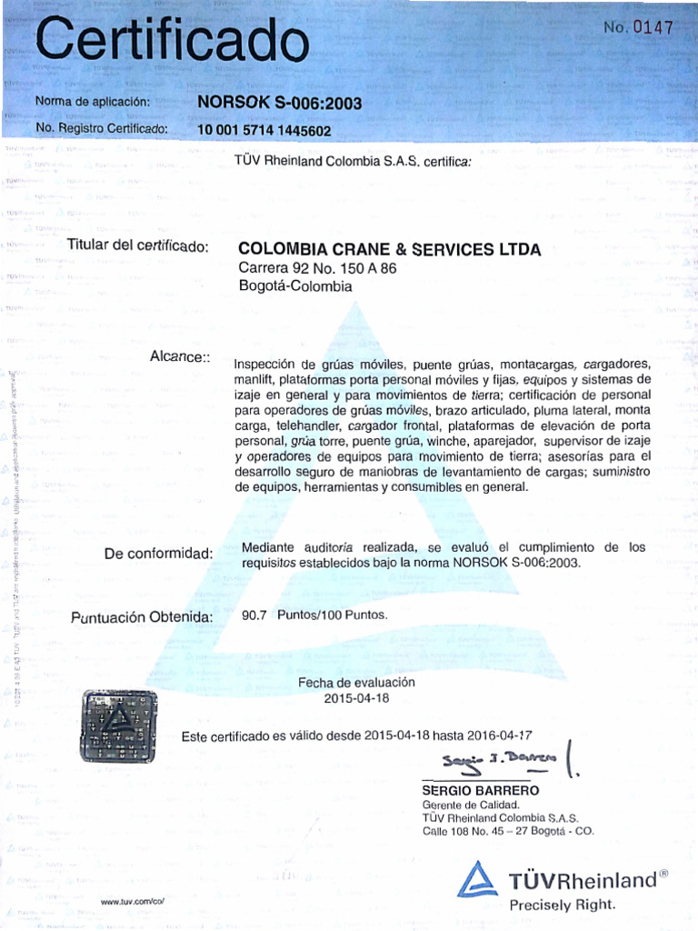 Certificacion Tuv | PDF