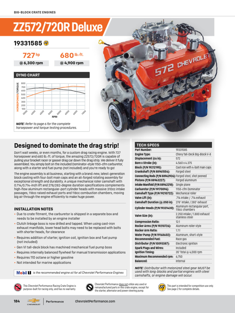 Motor Chevrolet 572 - 6300rpm | PDF | Internal Combustion Engine | Engines