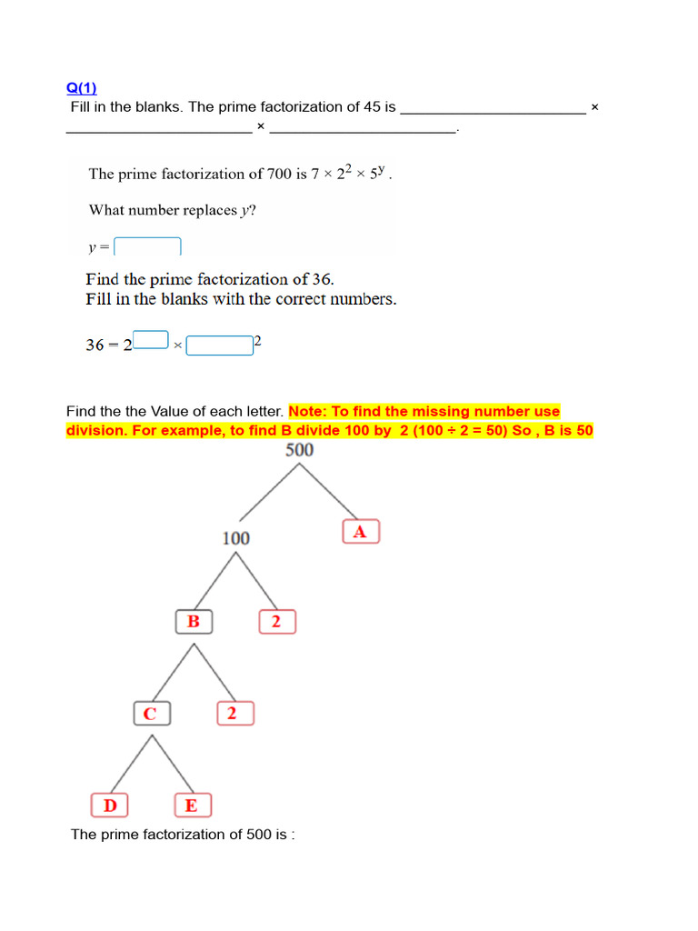 Prime Factorization and LCM/GCF Exercises | PDF