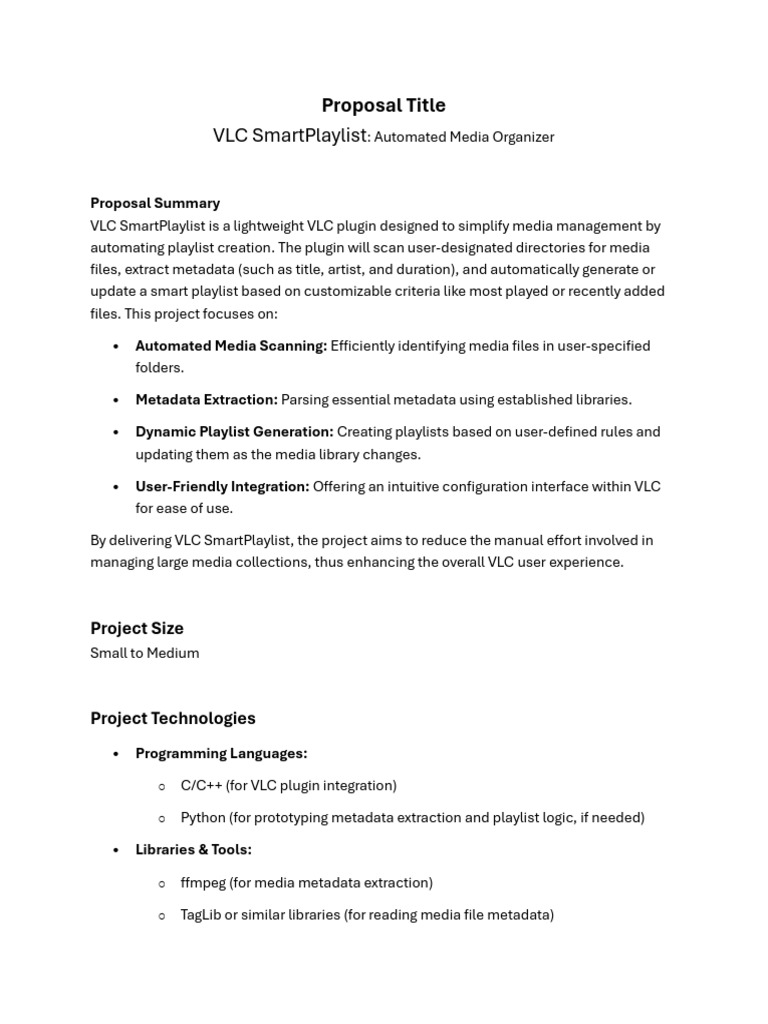 VLC SmartPlaylist Proposal | PDF | Usability | Metadata