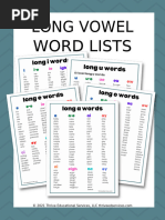 Long o Vowel Sound Word List | PDF