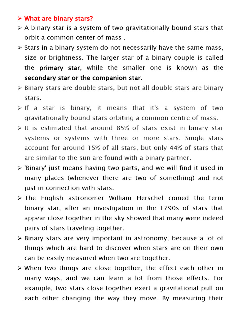 What Are Binary Stars - 030946 | PDF