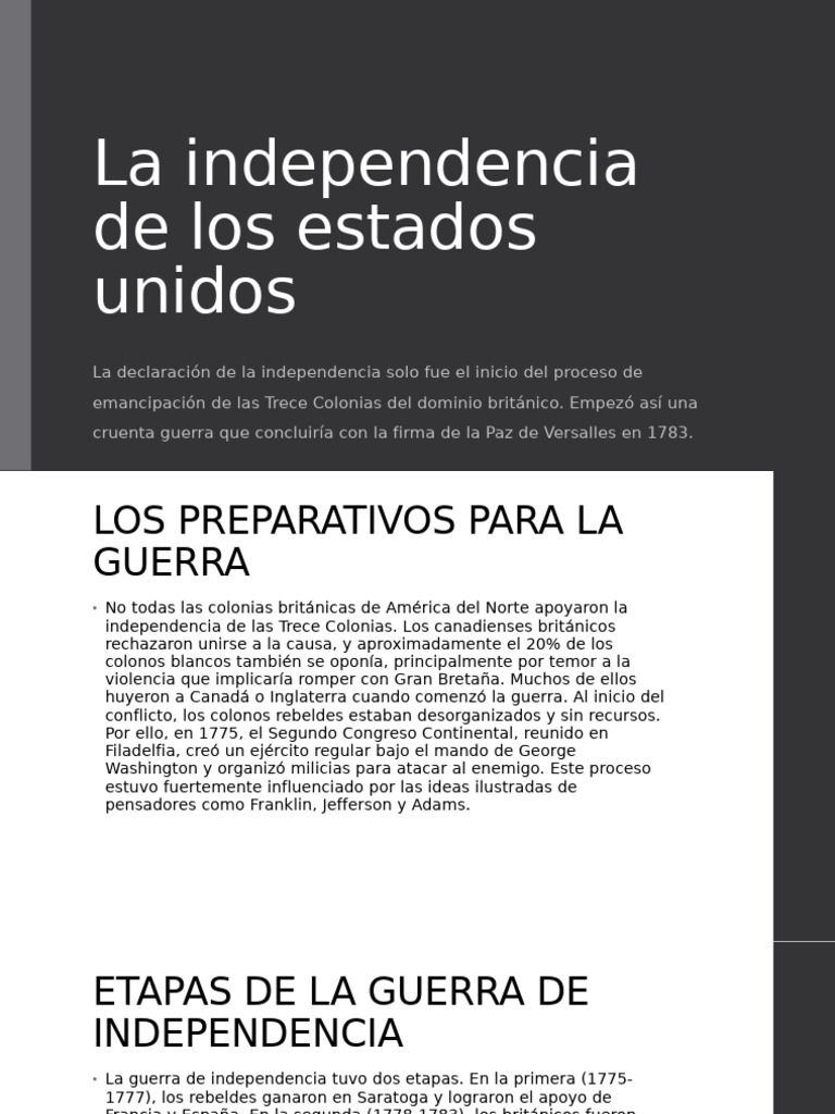 La Independencia de Los Estados Unidos | PDF | Guerra revolucionaria ...