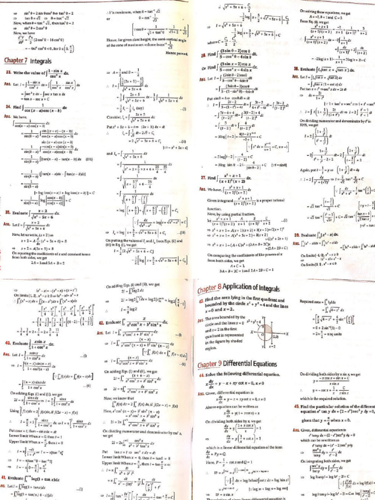 Integrals and Application of Integrals | PDF