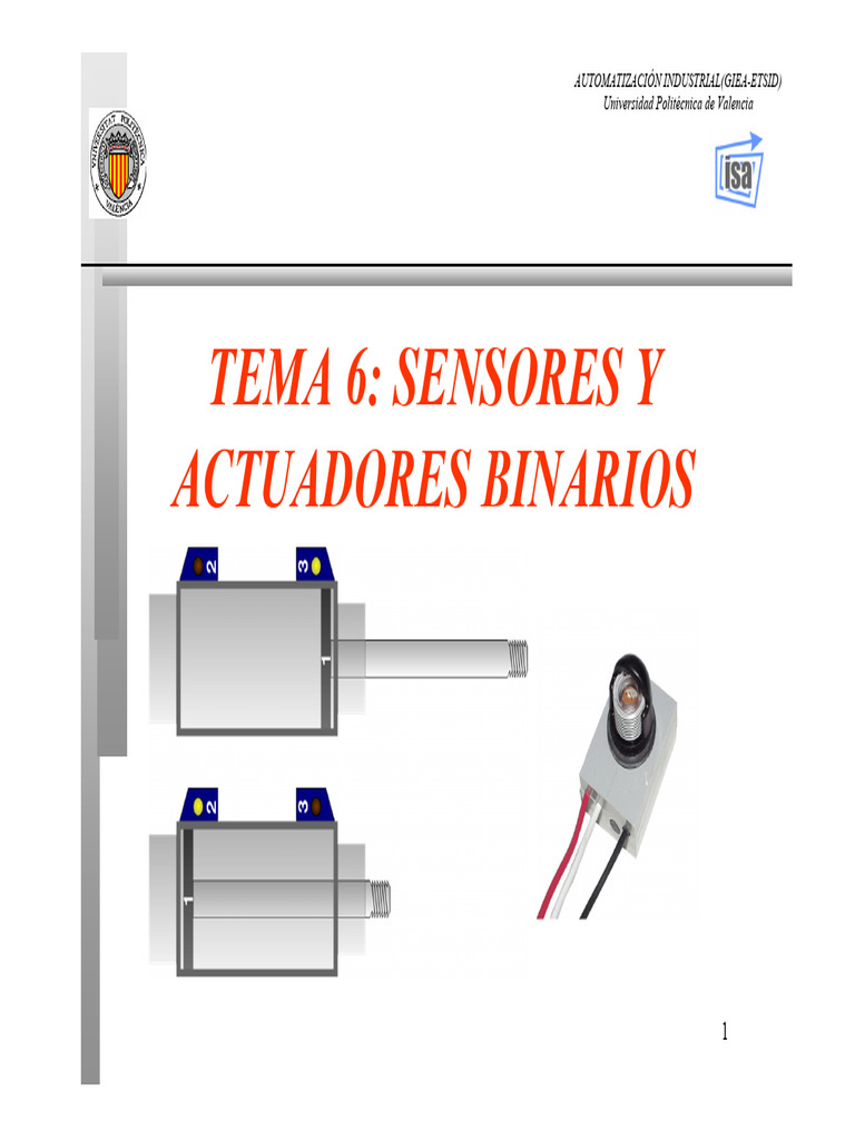 9 UNIT 6 SENSORS ACTUATORS SHORT Spanish | PDF | Automatización | Relé