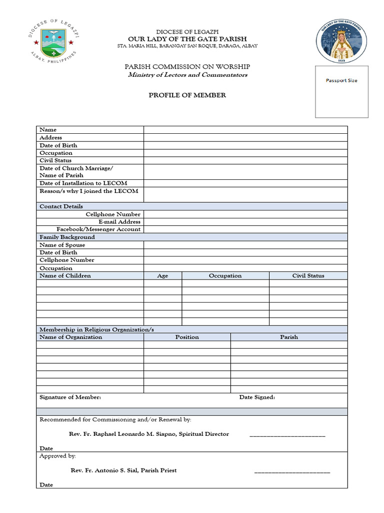 Members Profile Form For LECOM | PDF