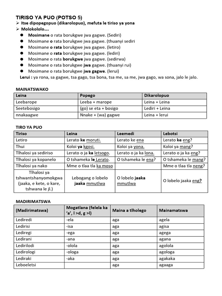 Tiriso Ya Puo Potso 5 | PDF
