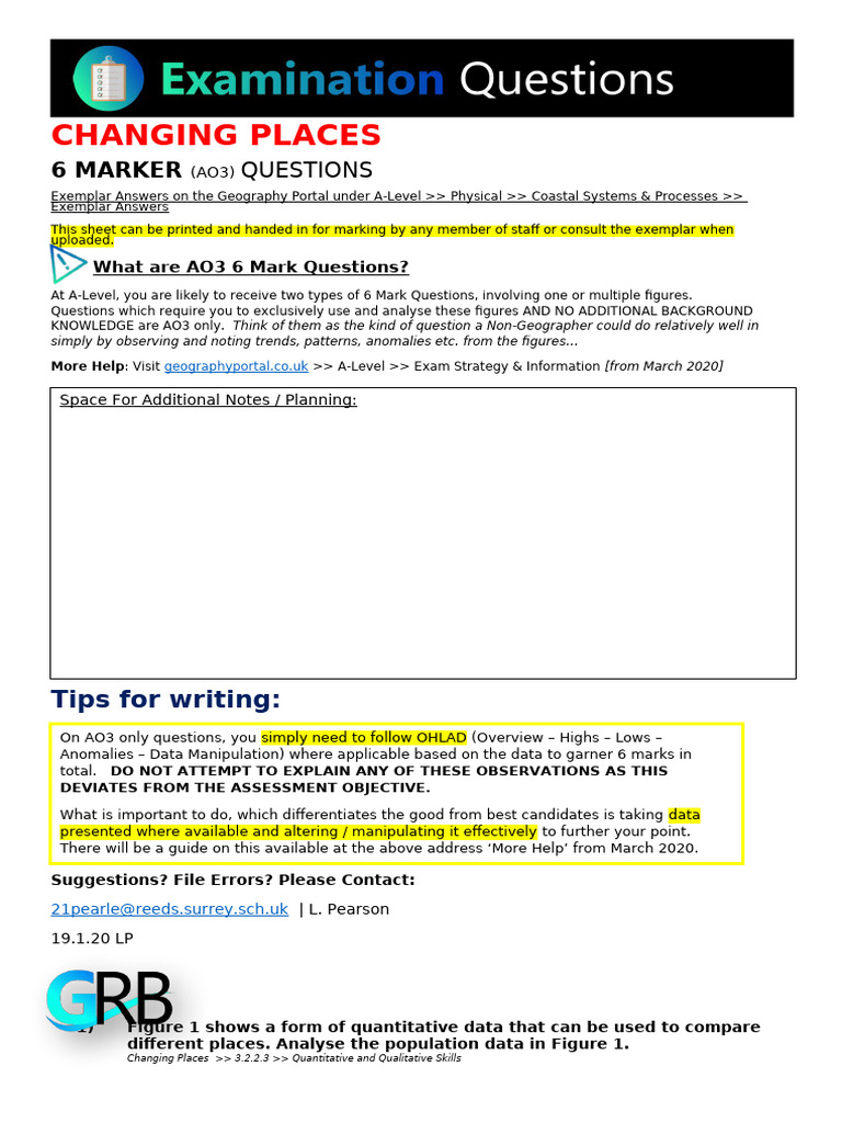 A Level Changing Places 6 Mark AO3 Questions | PDF