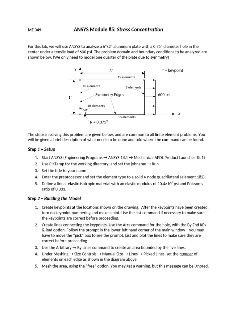 ANSYS+Module+#5+ +Stress+Concentration | PDF | Elasticity (Physics ...