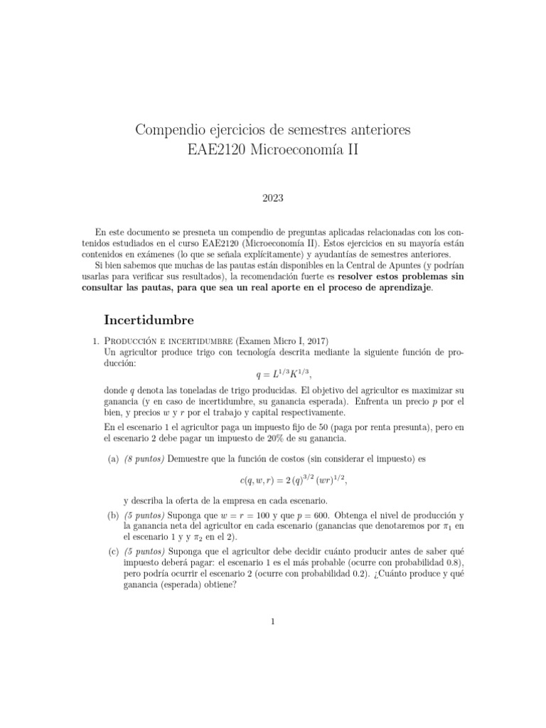 Compendio Problemas Micro II | PDF | Precios | Monopolio