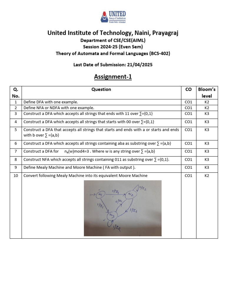 TOA Assignment 1-1 | PDF