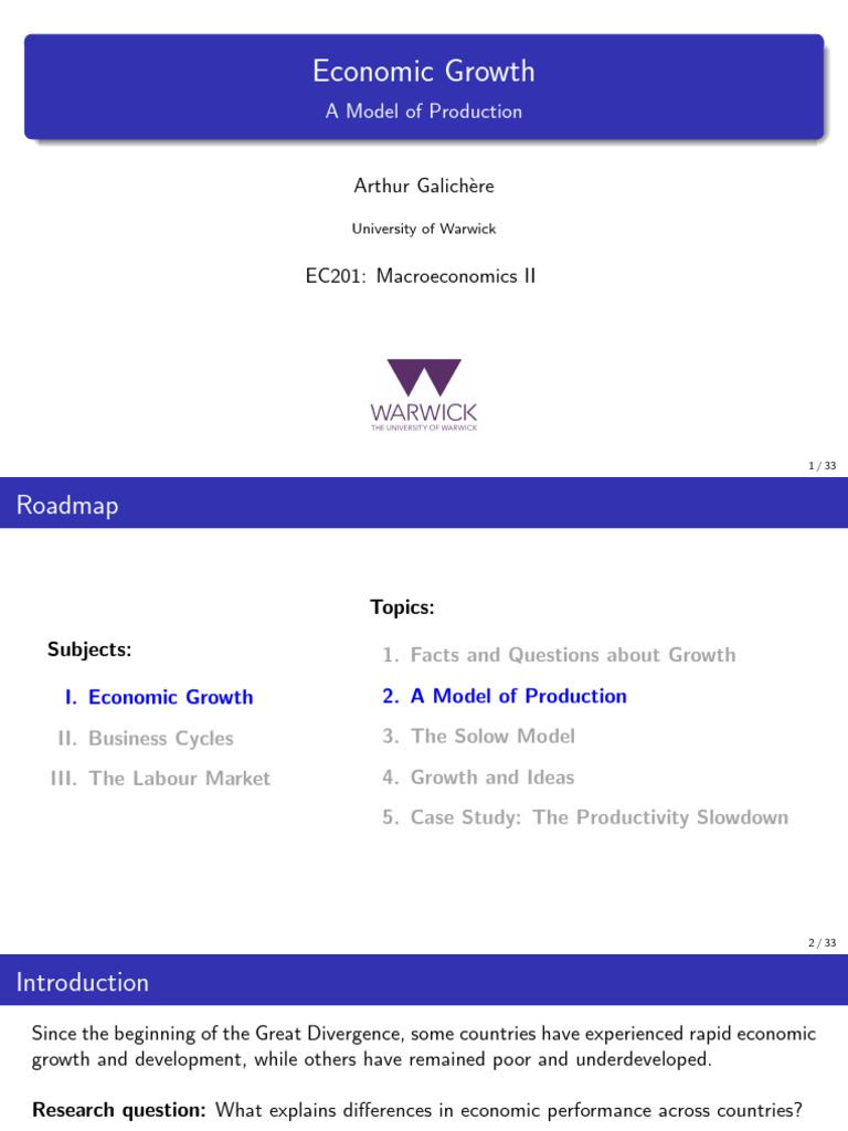 EC201 Macro - Lecture 2 - Economic Growth - A Model of Production | PDF | Production Function ...