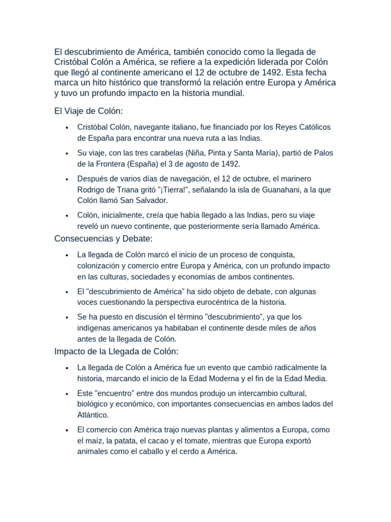 Descubrimiento America 1 | PDF | Viajes de Cristóbal Colón | Cristobal ...