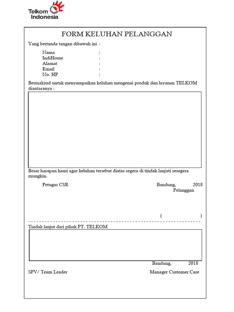Form Keluhan Pelanggan | PDF