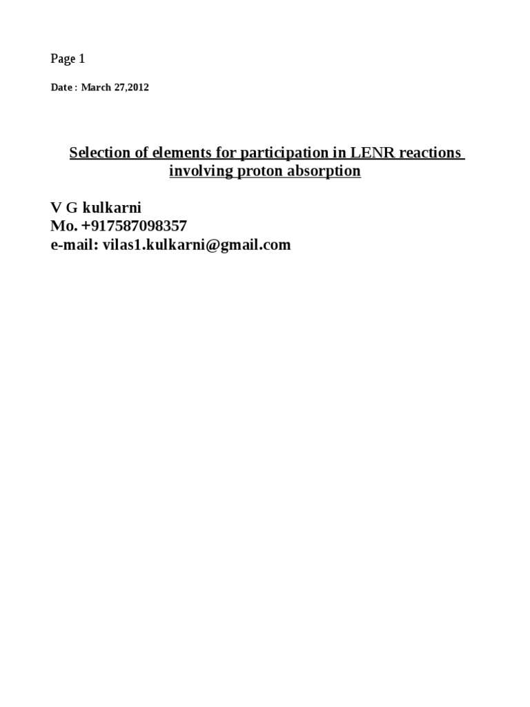 Lenr Elements Selection | PDF | Atomic Nucleus | Crystal Structure