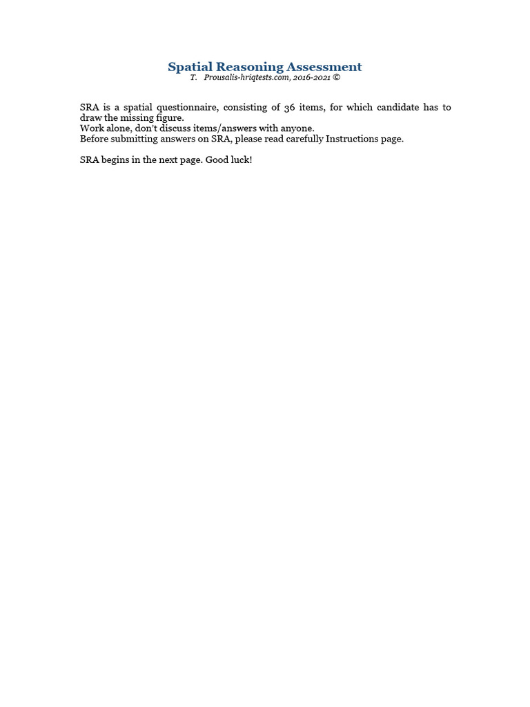 Spatial Reasoning Assessment | PDF