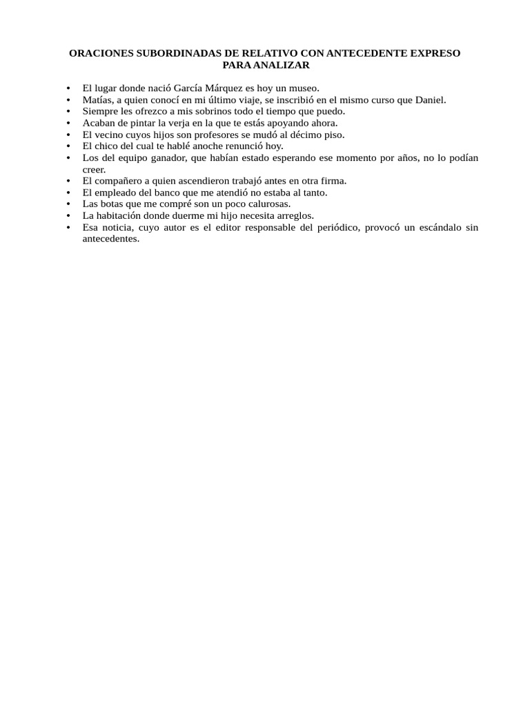 Oraciones subordinadas de relativo explicadas | PDF