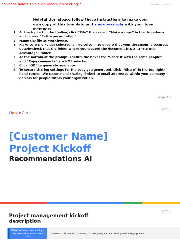 Recommendations AI Project Kickoff Template - PSO - Y22 | PDF | Cloud Computing | Artificial ...