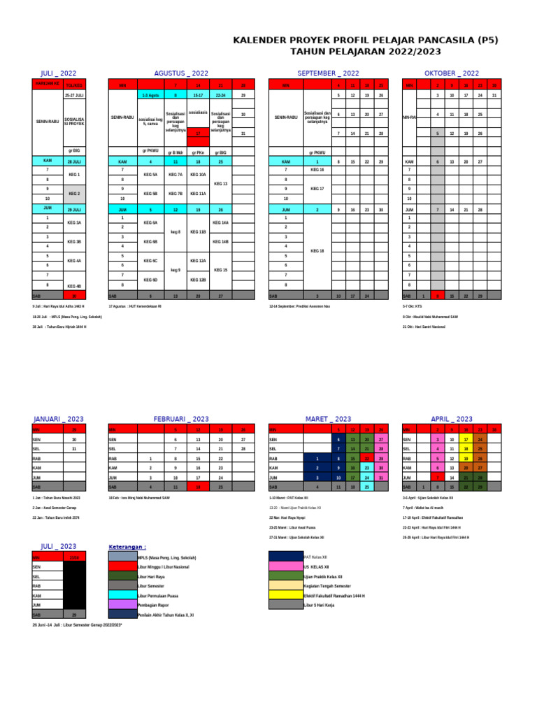 Kalender Proyek P5 2022/2023 | PDF