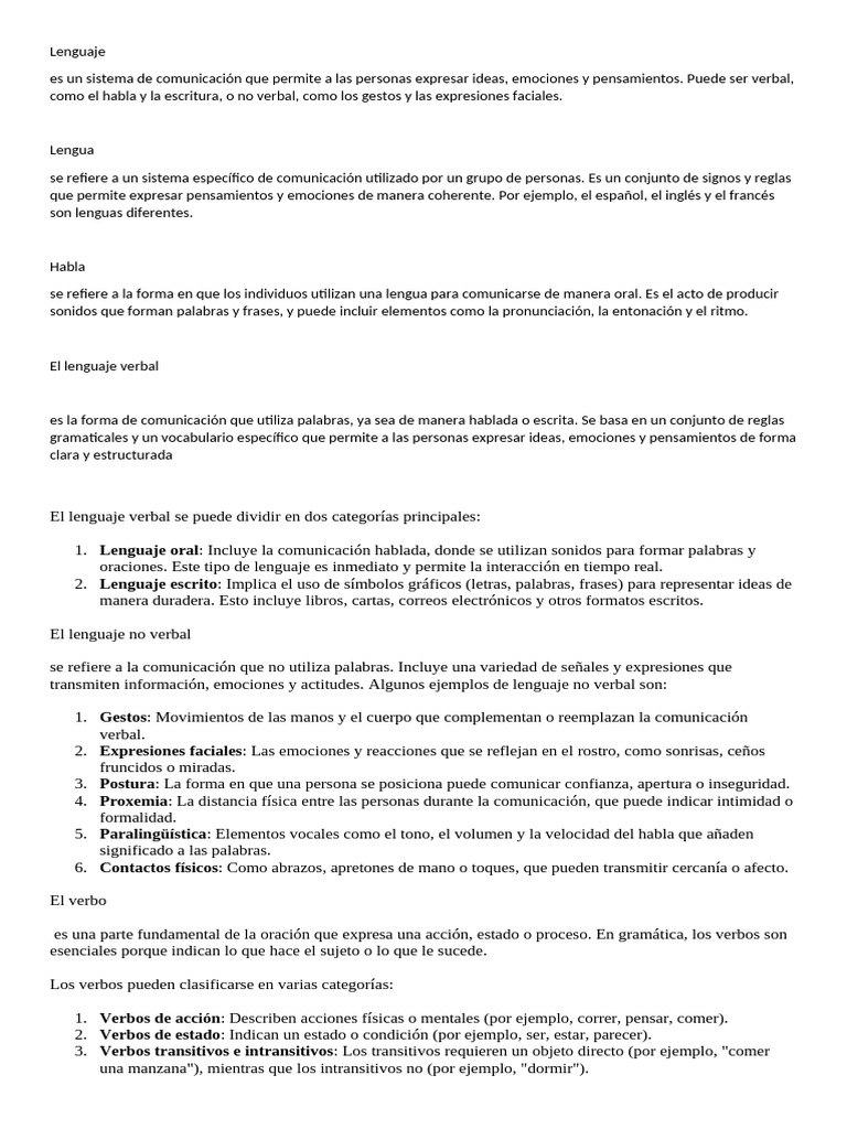 Elementos del Lenguaje y Gramática | PDF | Comunicación | Verbo