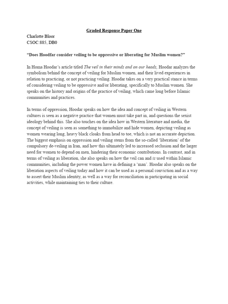 Graded Response Paper One | PDF