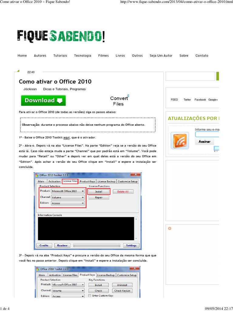 Como Ativar o Office 2010 | PDF | Facebook | Informática