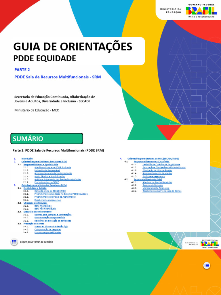 Anexo14354544041800437756Guia de Orientações PDDE Equidade - SRM | PDF ...