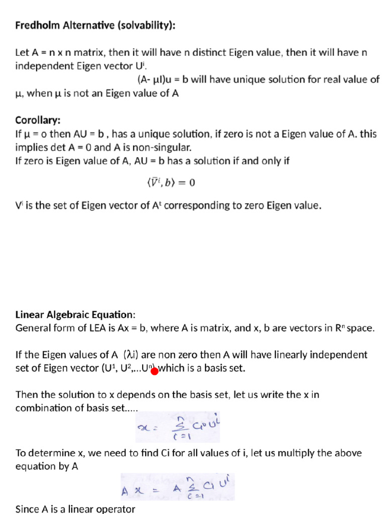 Fredholm Alternative (Solvability) | PDF
