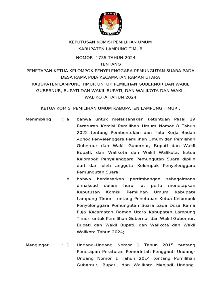 1 SK Ketua KPPS Fix | PDF