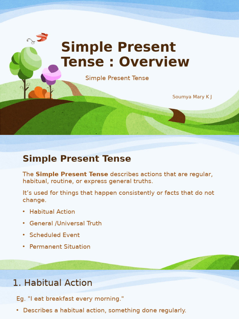 Simple Present Tense Simple Present Tense Presentation For Begginers | PDF | Verb | Subject ...
