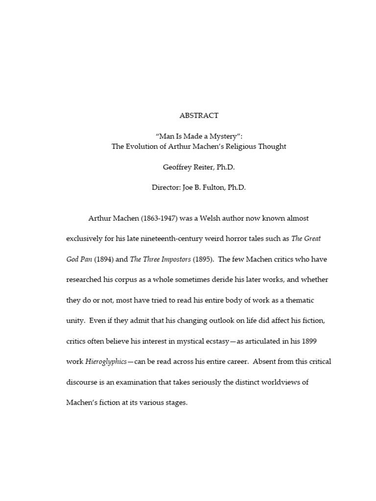 Geoffrey Reiter PHD | PDF | Arthur Machen | H. P. Lovecraft